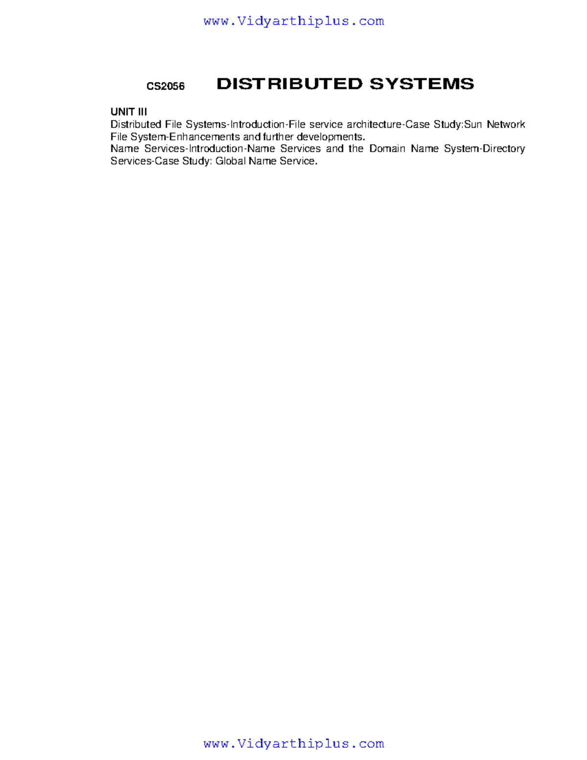 Distributed systems unit-3 - Services-Case Study: Global Name Service. Name - Studocu