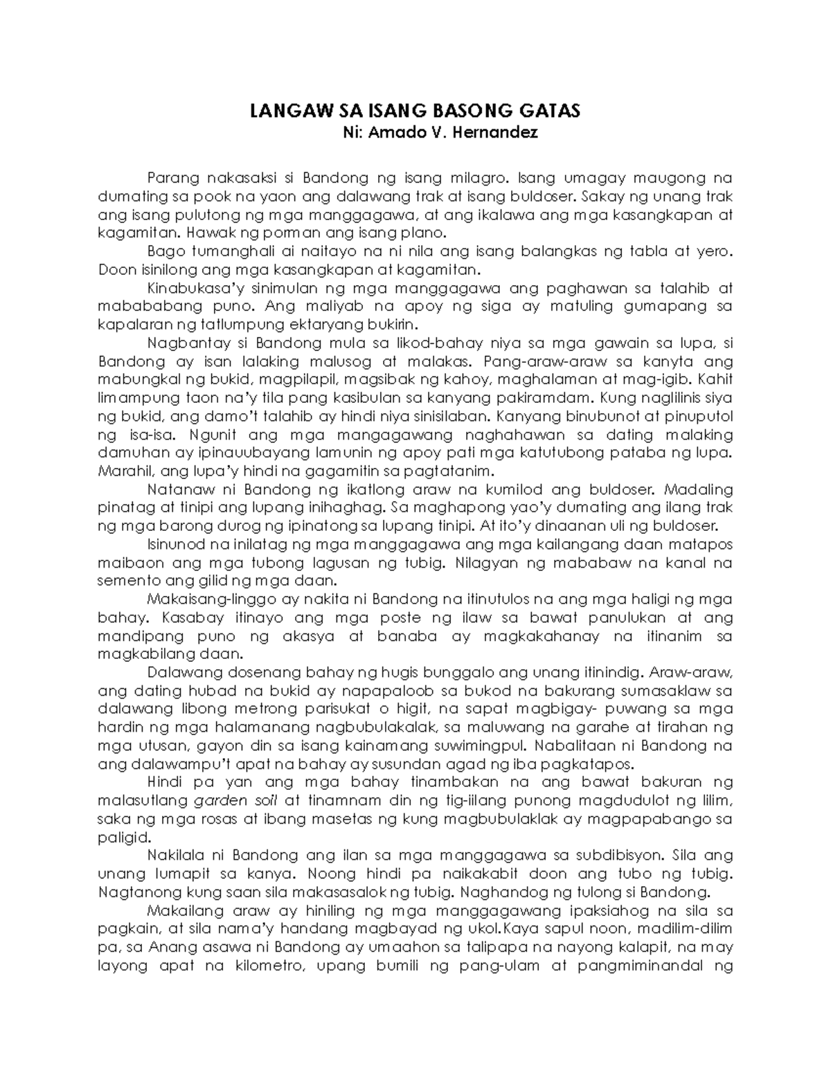 Langaw sa Isang Basong Gatas: Pagsusuri sa Akda ni Amado Hernandez ...