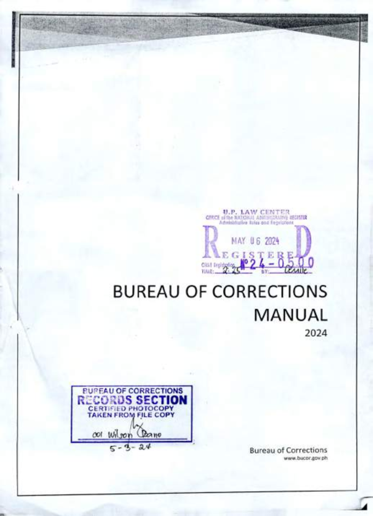 Bucor Manual - 2024: Administrative Rules & Regulations - Part 1 - Studocu