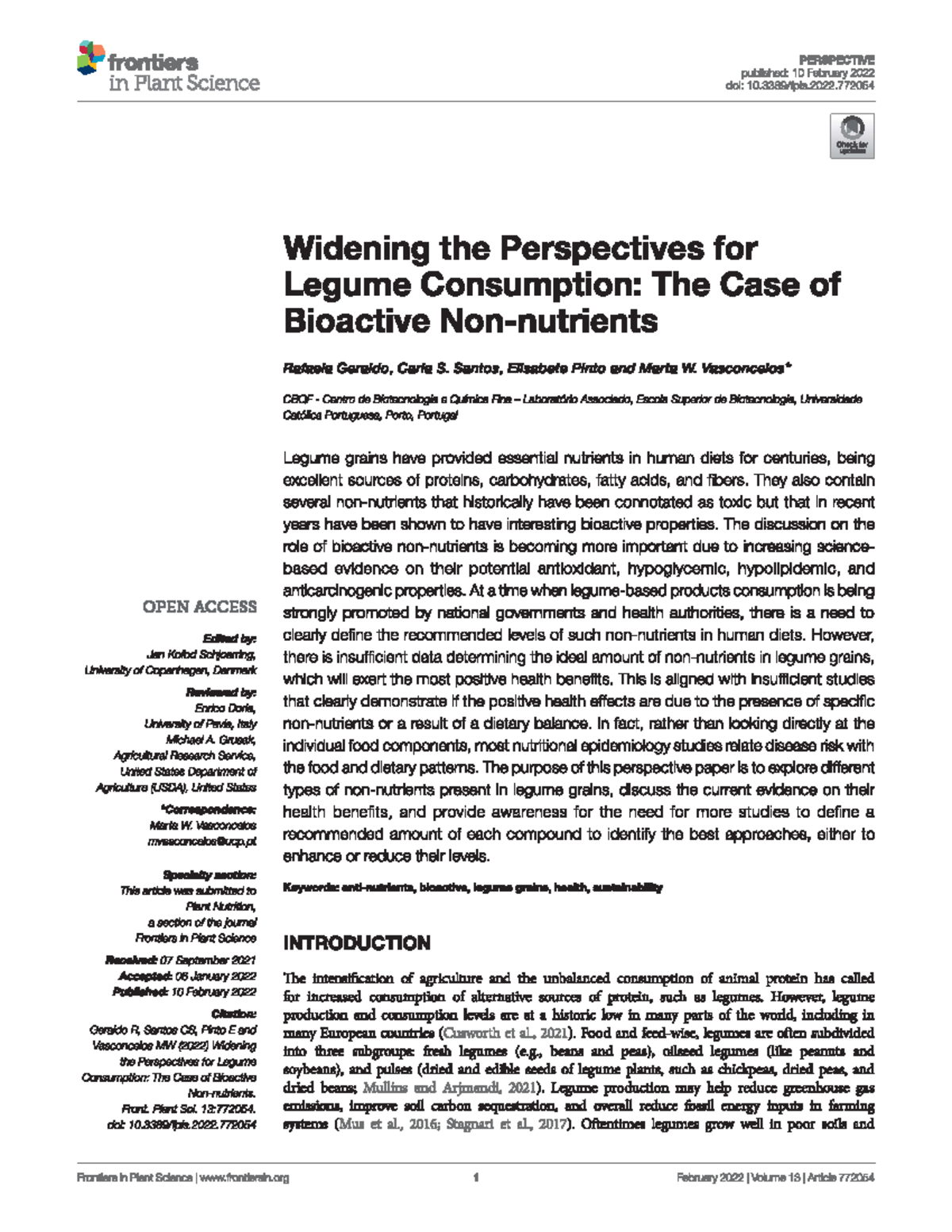 Widening Perspectives on Legume Consumption: Bioactive Compounds ...