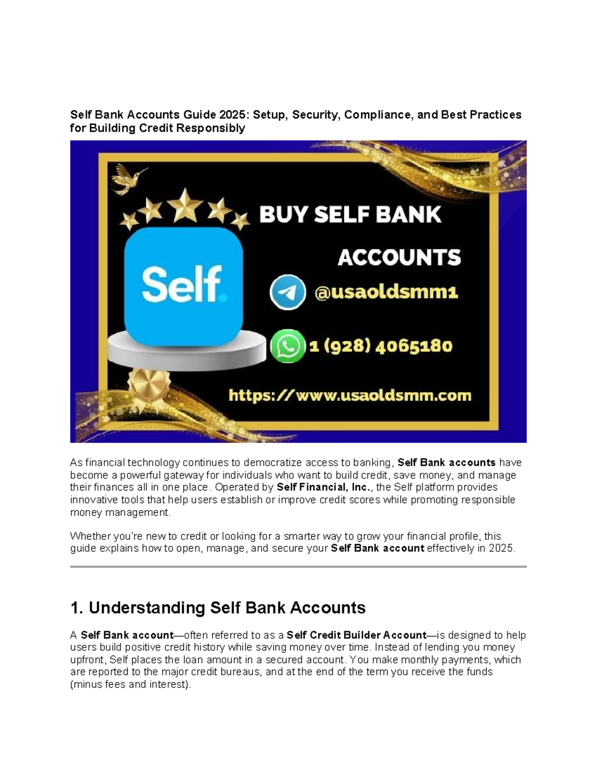 Self Bank Accounts Guide 2025: Setup, Security, and Credit Building ...