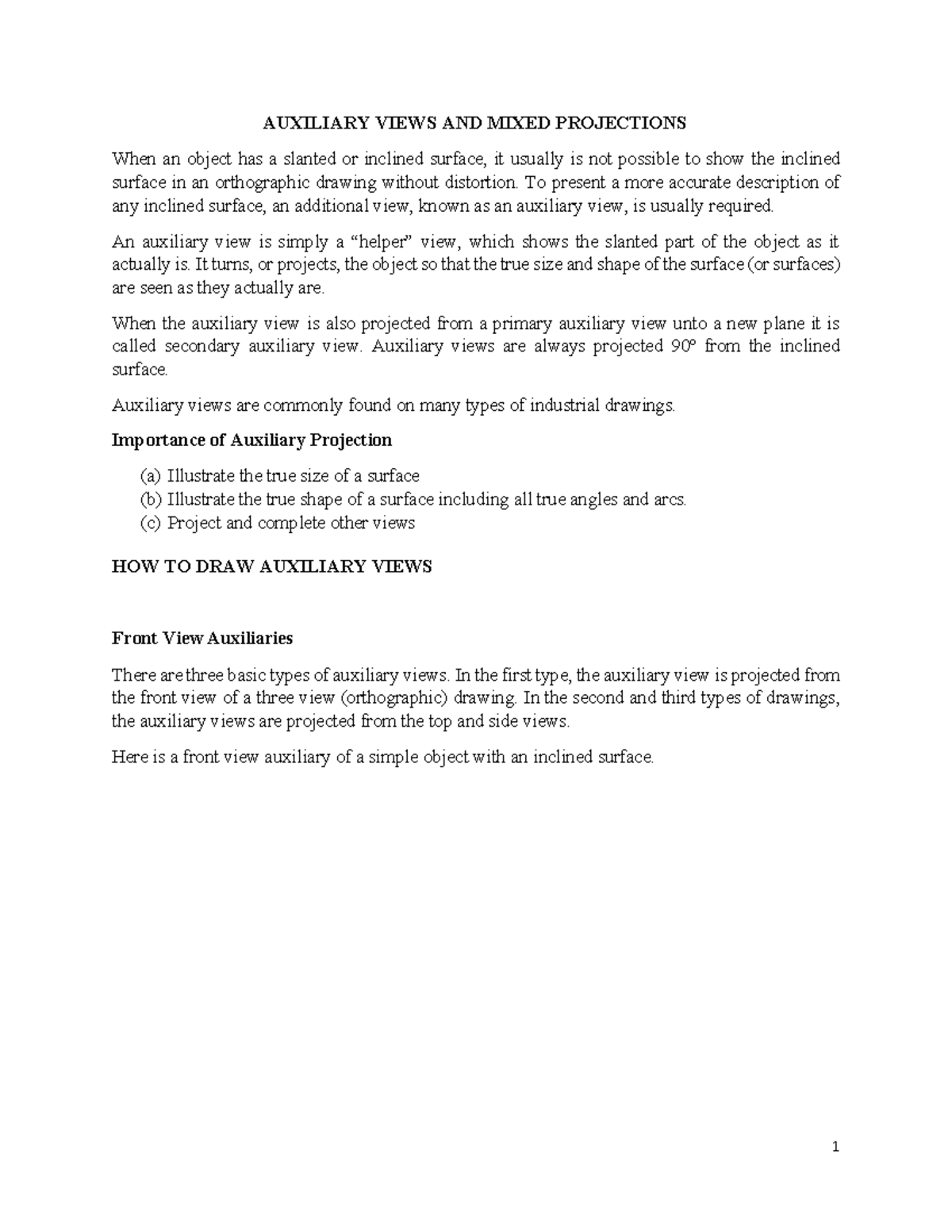 (b) 1 Auxiliary Views - Technical Drawing Insights - Studocu