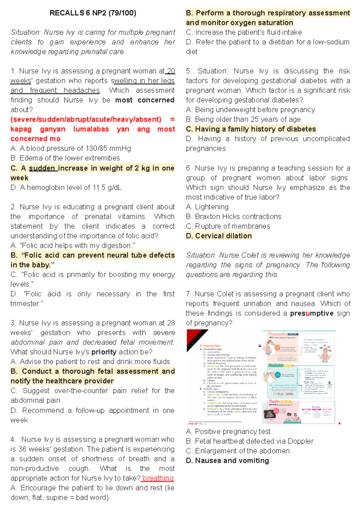 Nursing Situations and Assessments: 6-NP2 OB Overview - Studocu