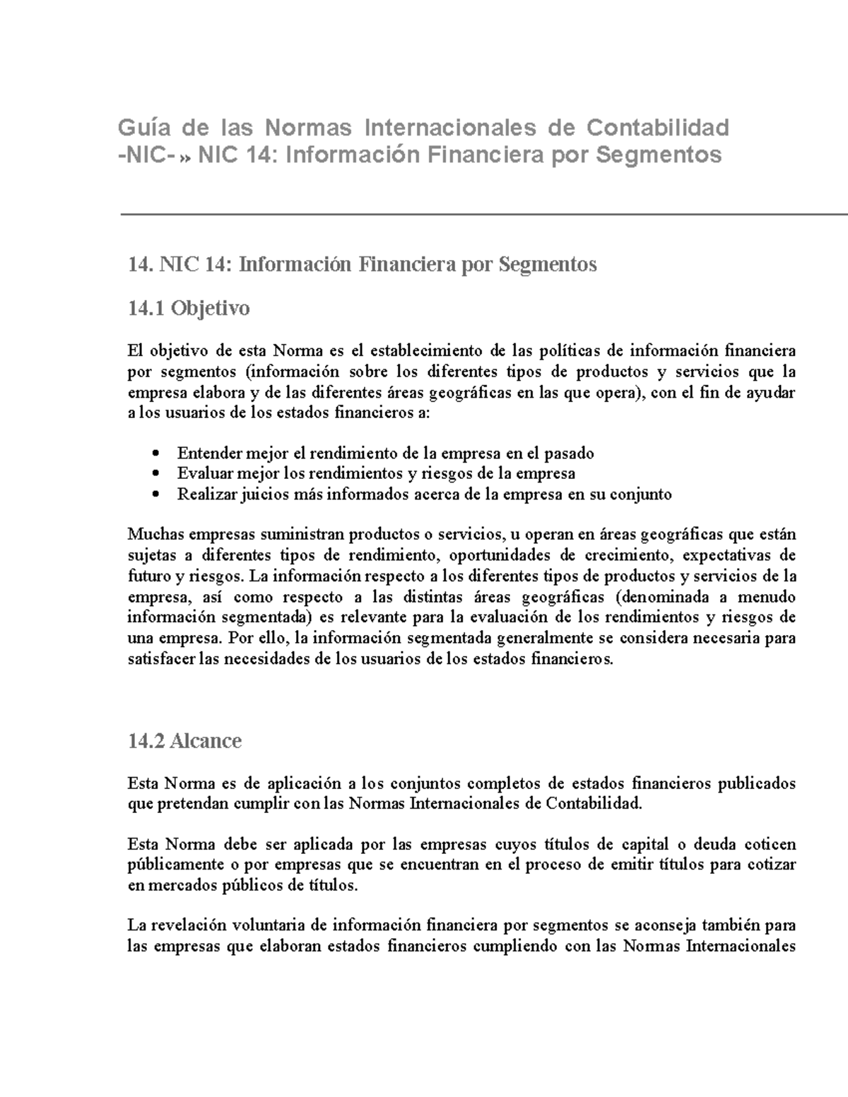 Nic 14 - resumen nia 14 - Guía de las Normas Internacionales de ...