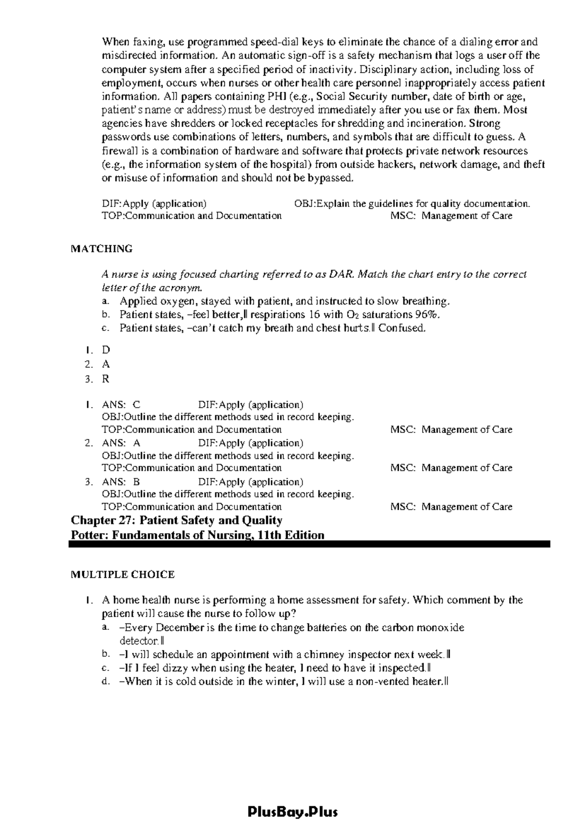 Potter: Safety and Quality Guidelines in Nursing Care (NUR 101) - Studocu