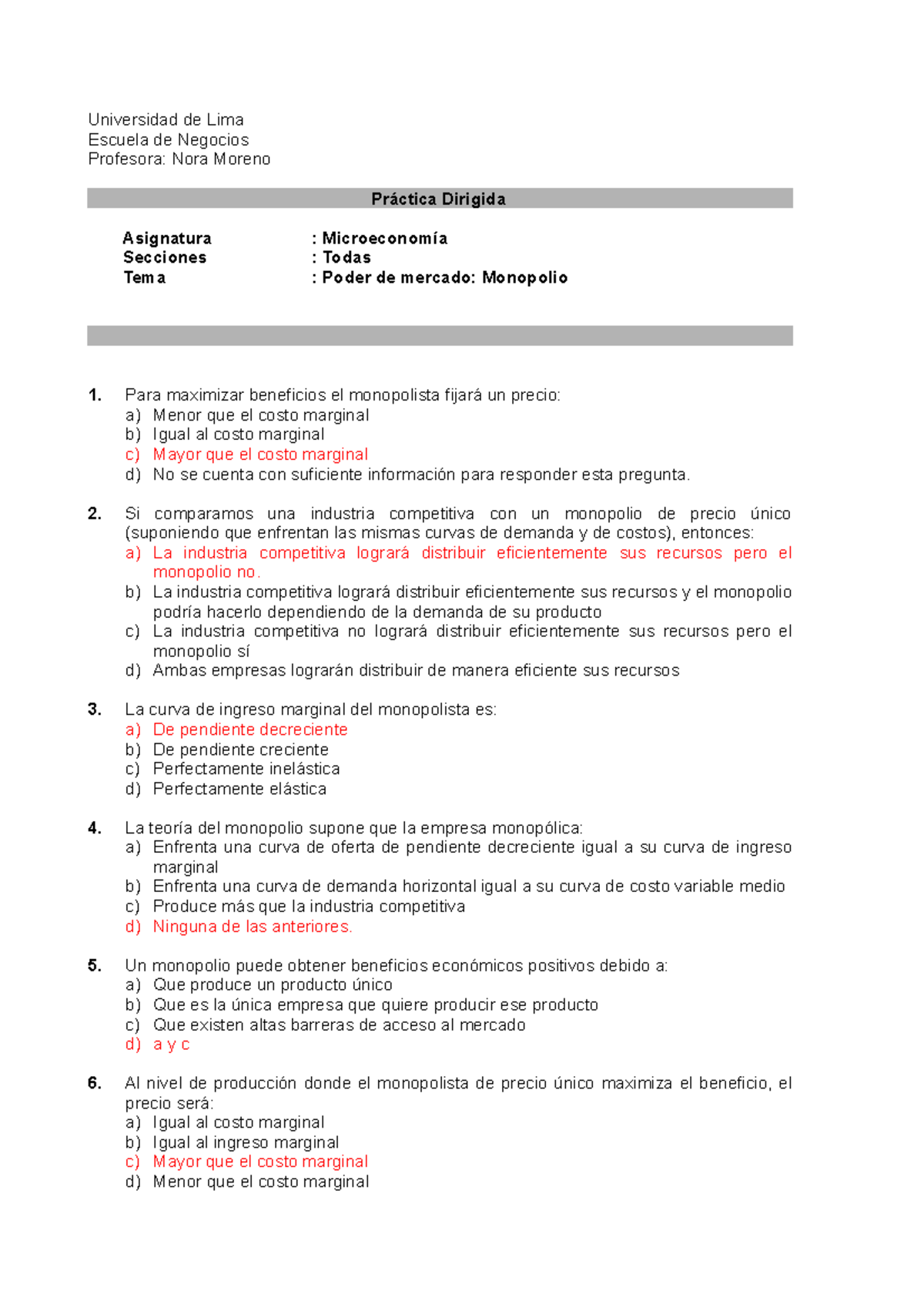 Guía de Ejercicios Resolvidos: Monopolio en Microeconomía (MIE100 ...