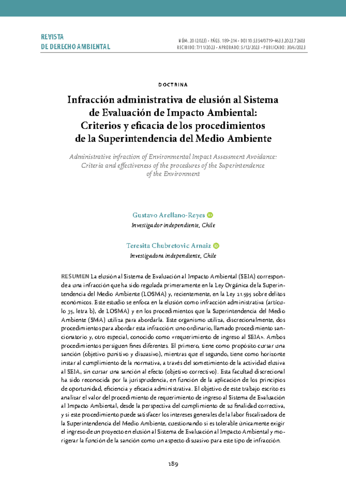 Infracción Administrativa de Elusión al SEIA: Análisis de ...