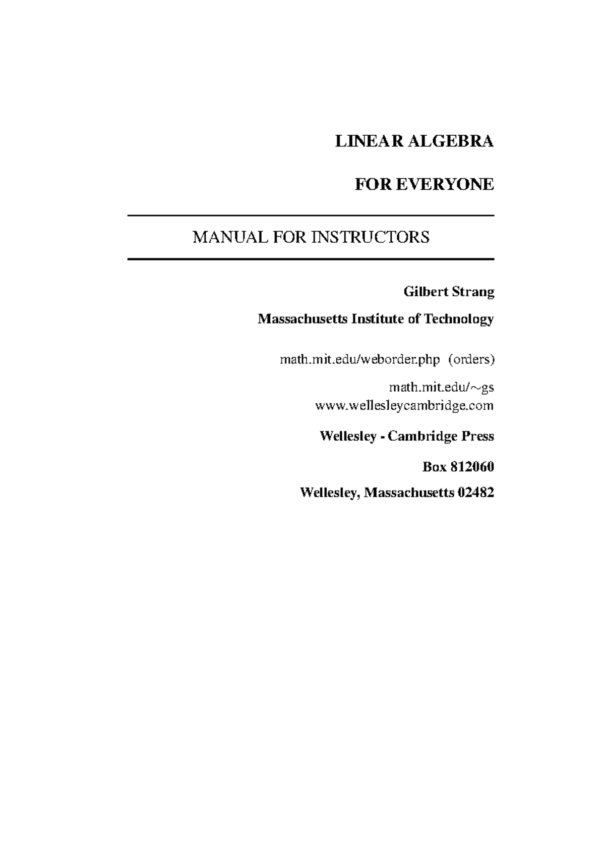 Linear Algebra Solutions Manual (Course Code: LA101) - Studocu