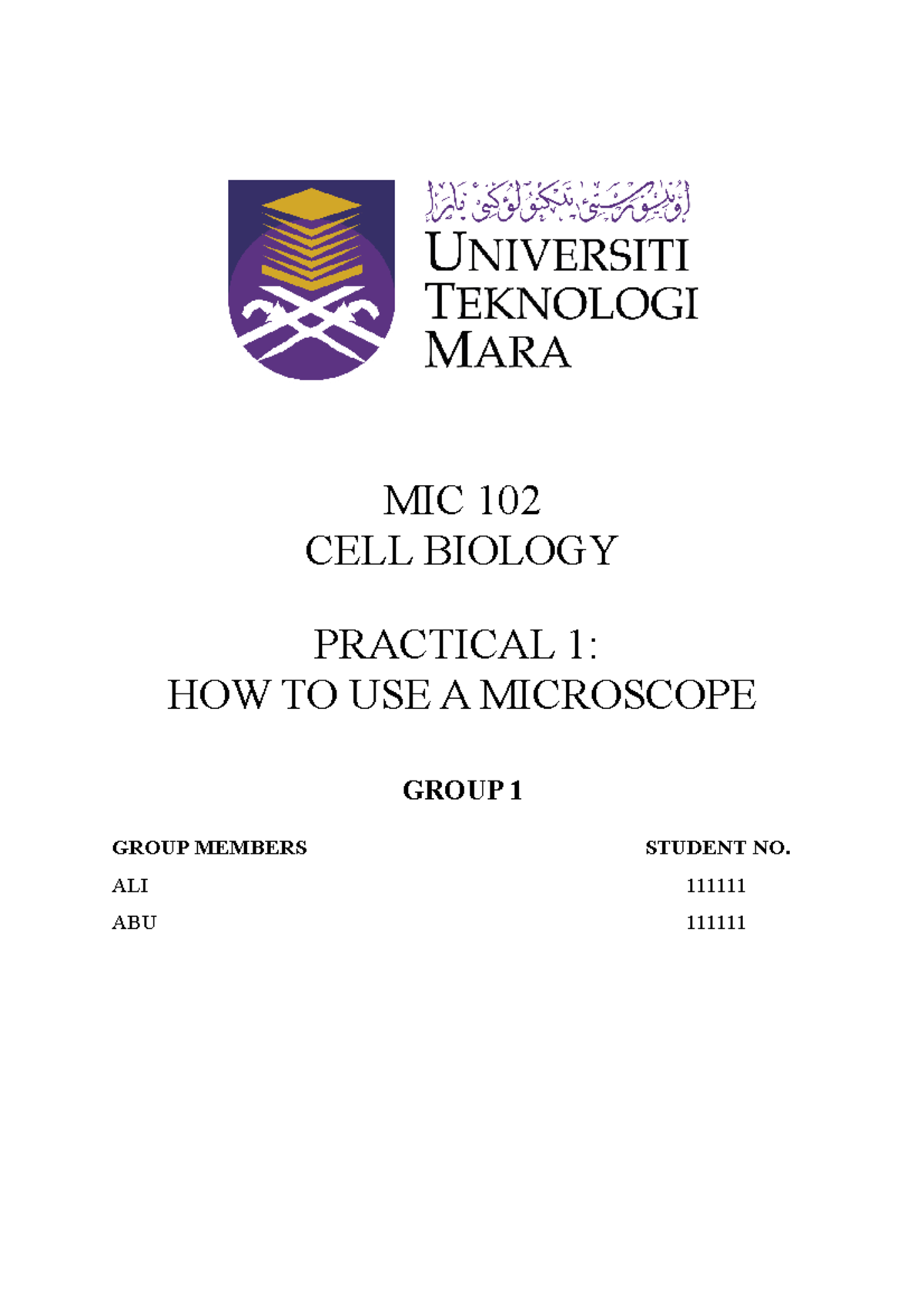 MIC102 Lab Report: Practical 1 on Microscope Usage and Findings - Studocu