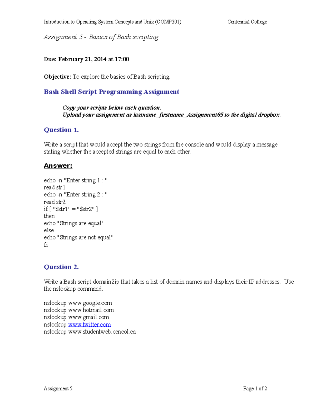 COMP301Lab05 - Lab Exercise 5 - Introduction to Operating System ...
