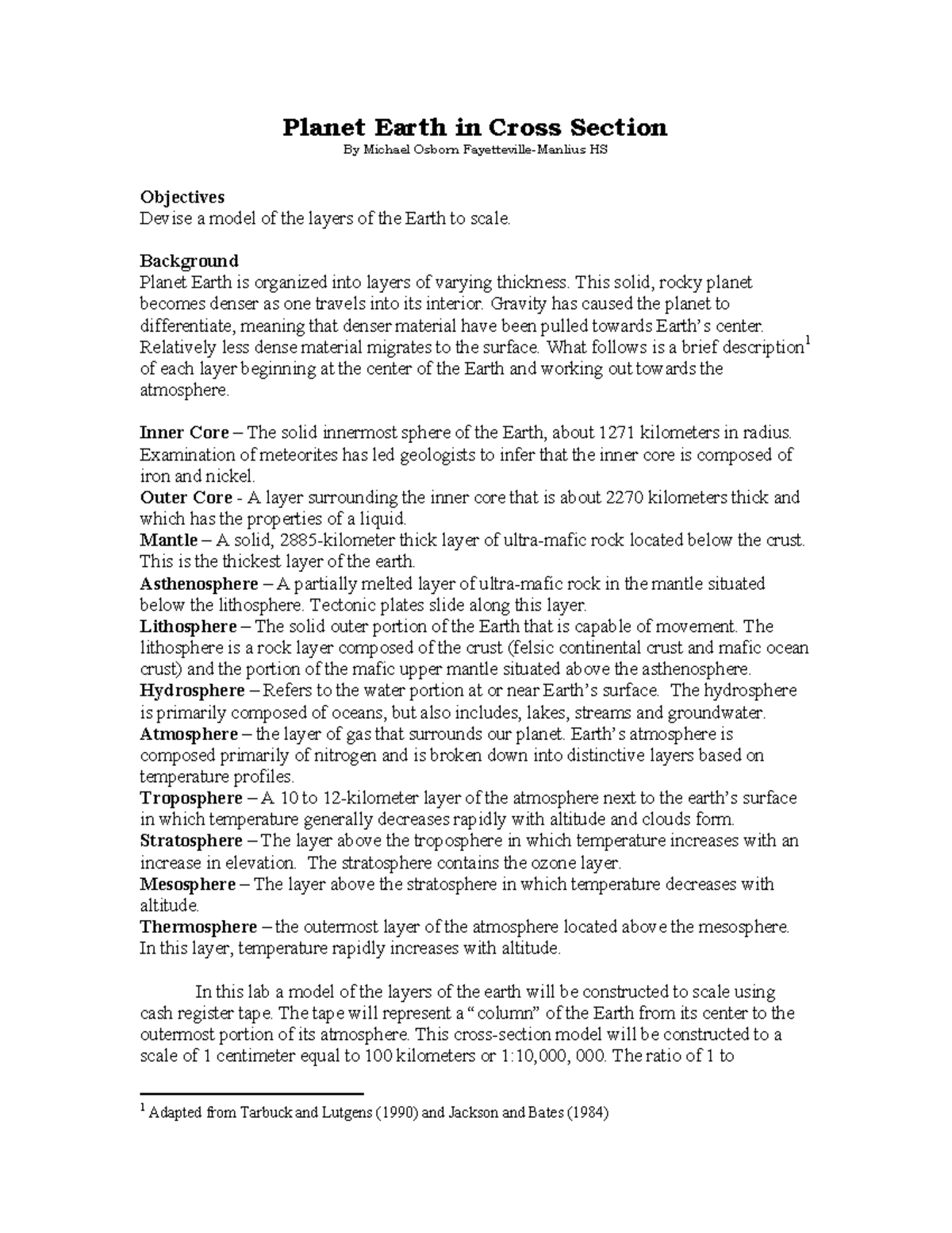 Cross-Sectional Model of Earth's Layers (Earth Science Lab) - Studocu