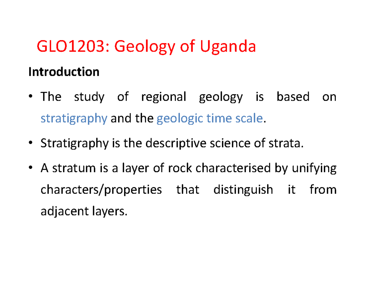 GLO1203: Geology of Uganda - Litho-stratigraphy & Precambrian Overview ...