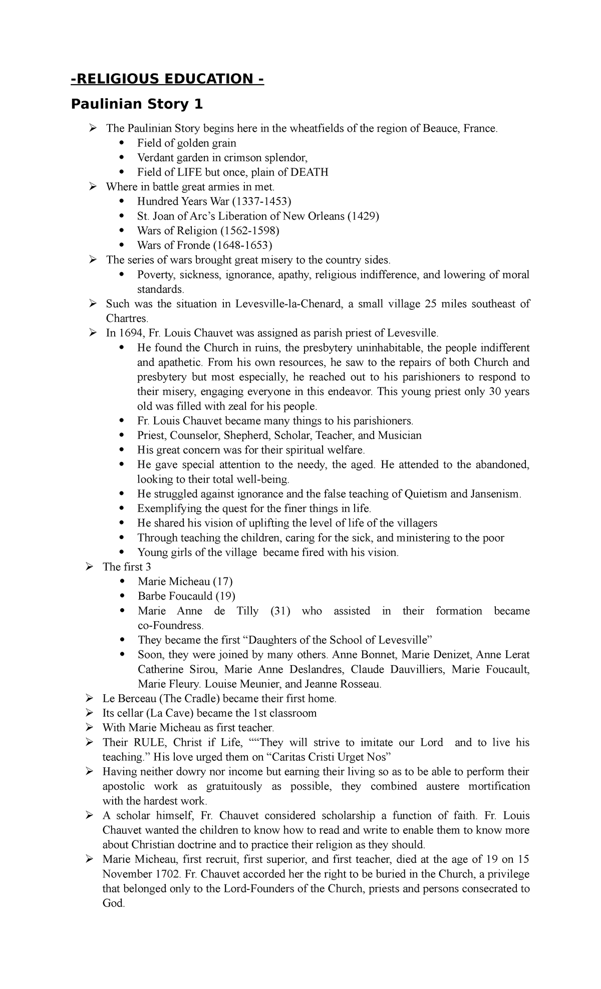 Religious Education Grade 11: Paulinian Story & Values Framework Notes ...