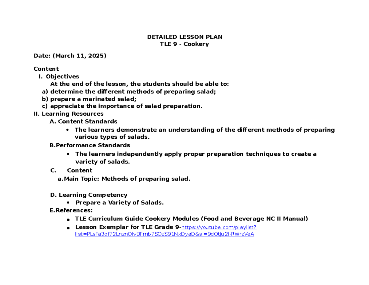 Version 3 Detailed Lesson PLAN March 11 - DETAILED LESSON PLAN TLE 9 ...