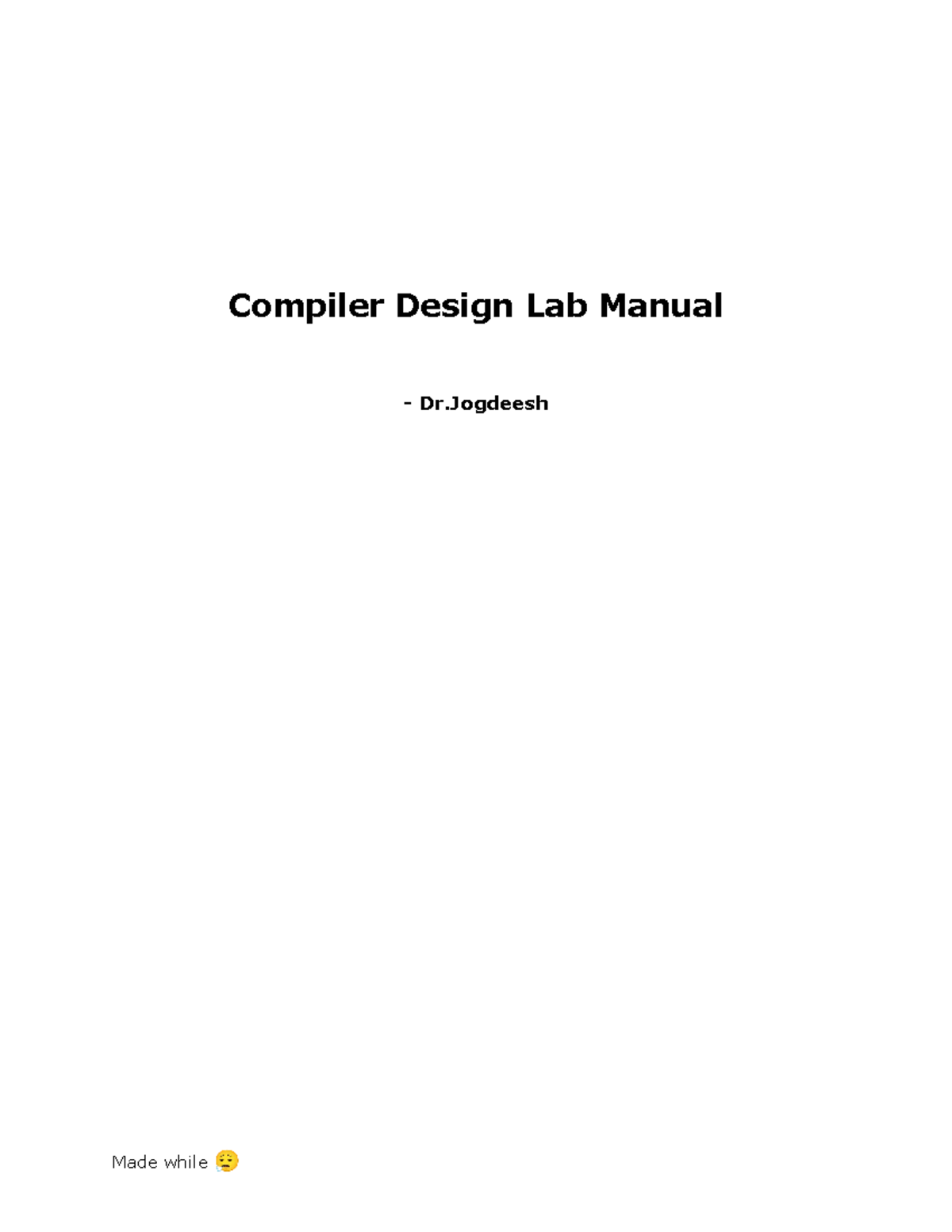 CD Lab Manual - Compiler Design: LEX & YACC Programming - Studocu