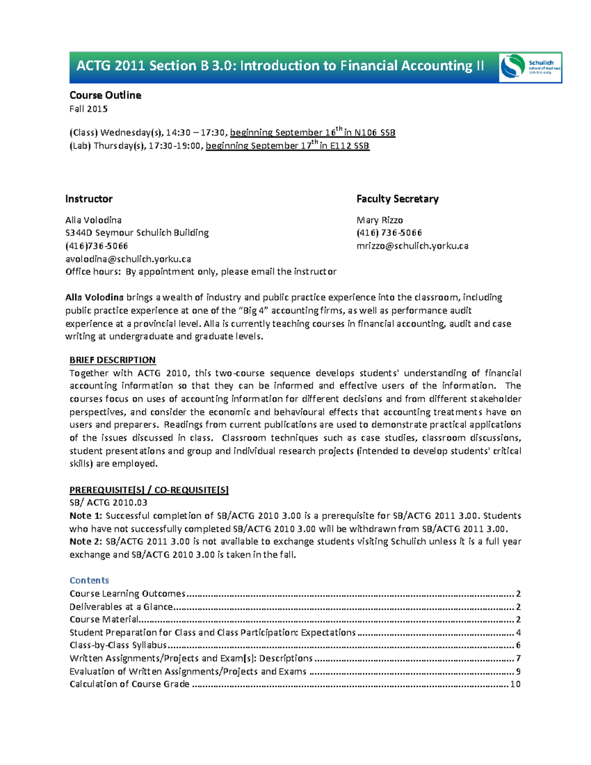 ACTG2011 - Financial Accounting II - Course Outline Fall 2015 (Class ...