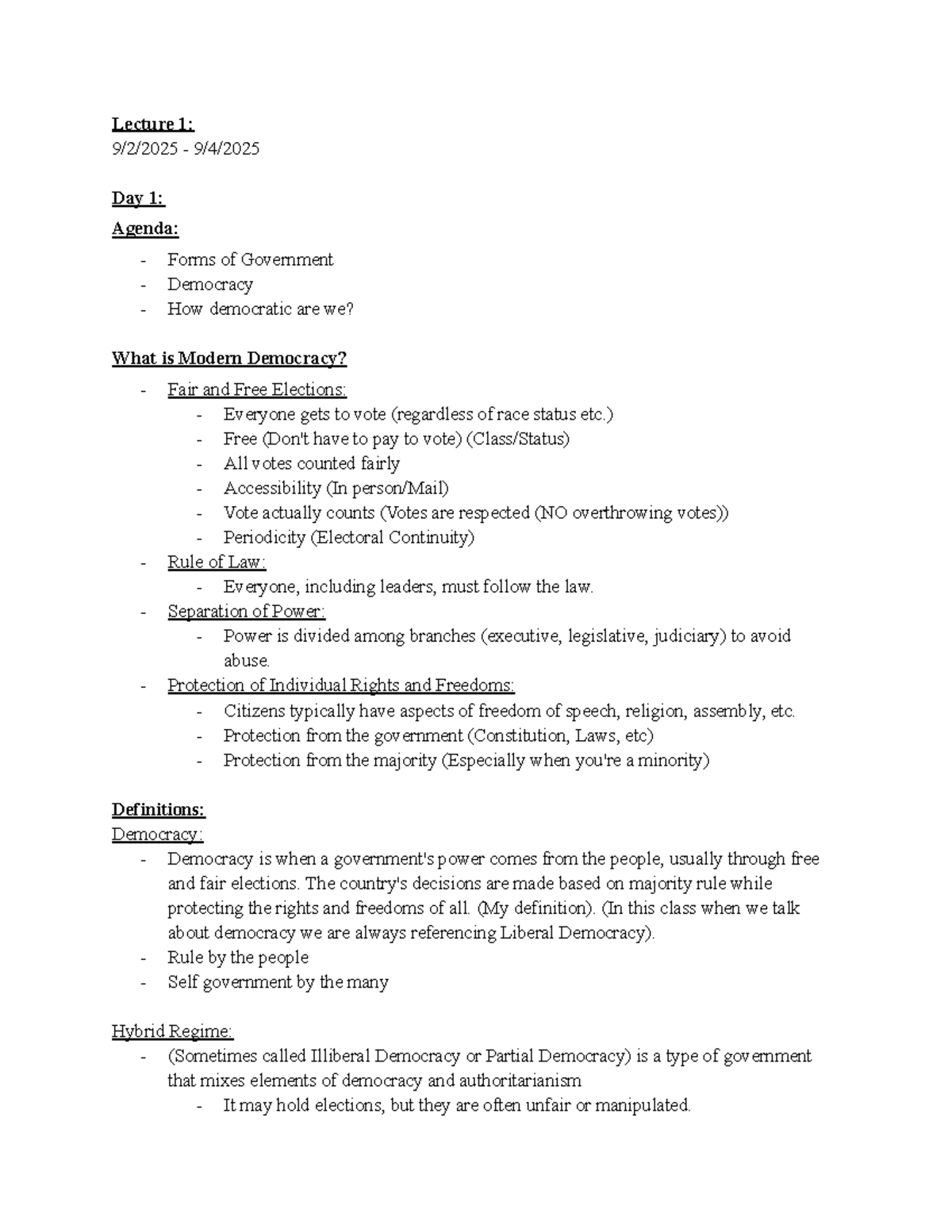 POSC 100 Lecture Notes: Exploring Democracy and Governance - Studocu