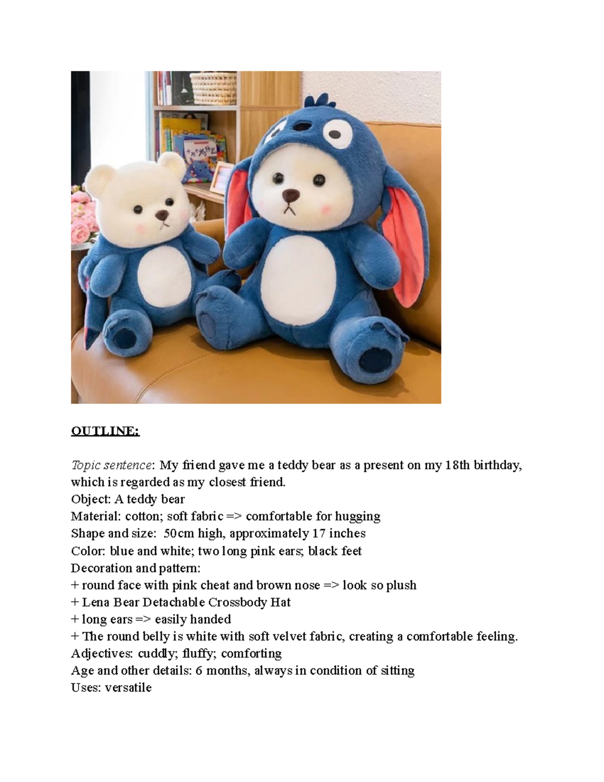 Describe an object - Writing skills - OUTLINE: Topic sentence: My ...