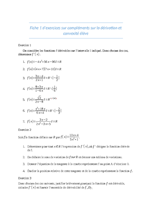 Fiche de révision Dérivation 1ère Spé - FICHE DE REVISION DERIVATION I. RAPPELS SUR LA ...