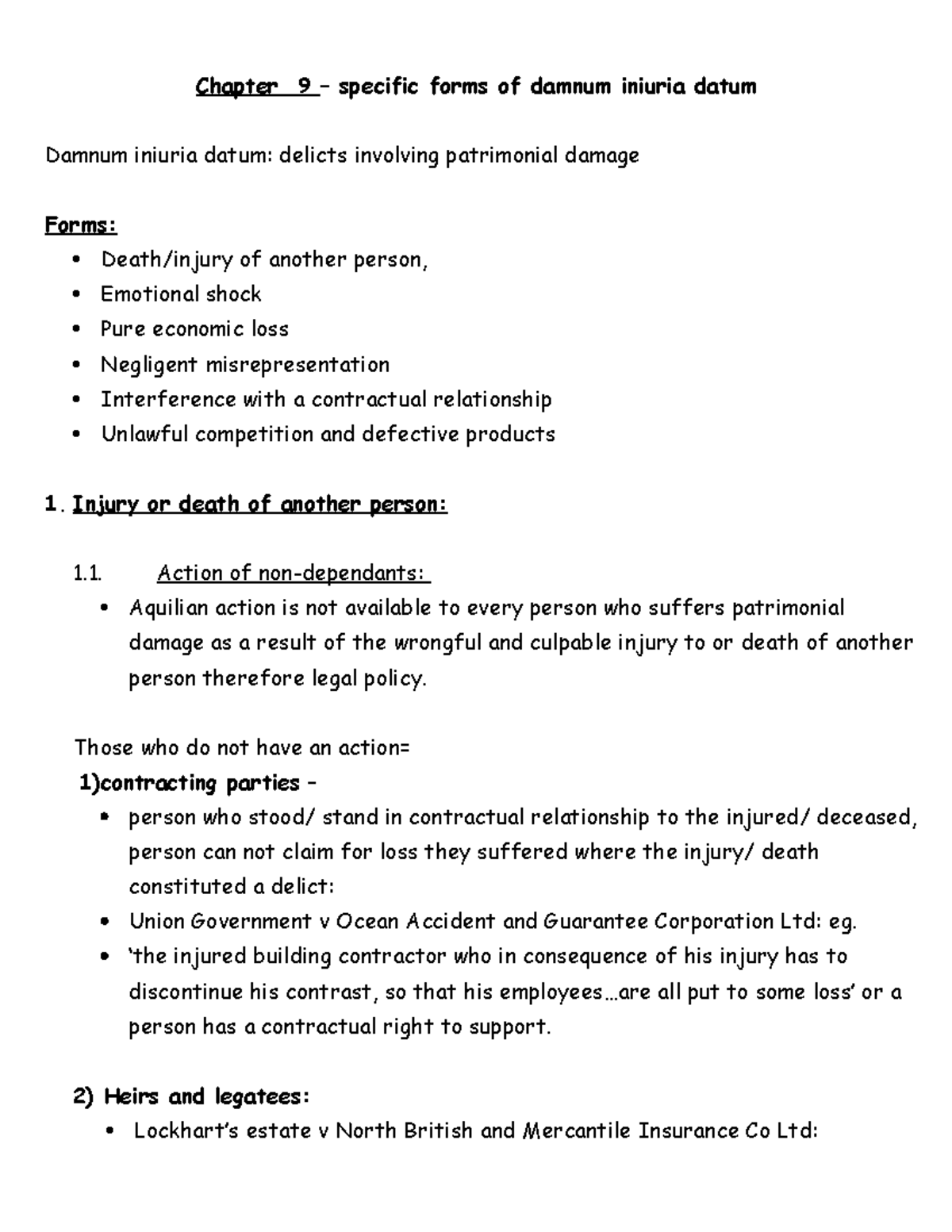 9. specific forms of damnum iniuria datum - Chapter 9 – specific forms ...