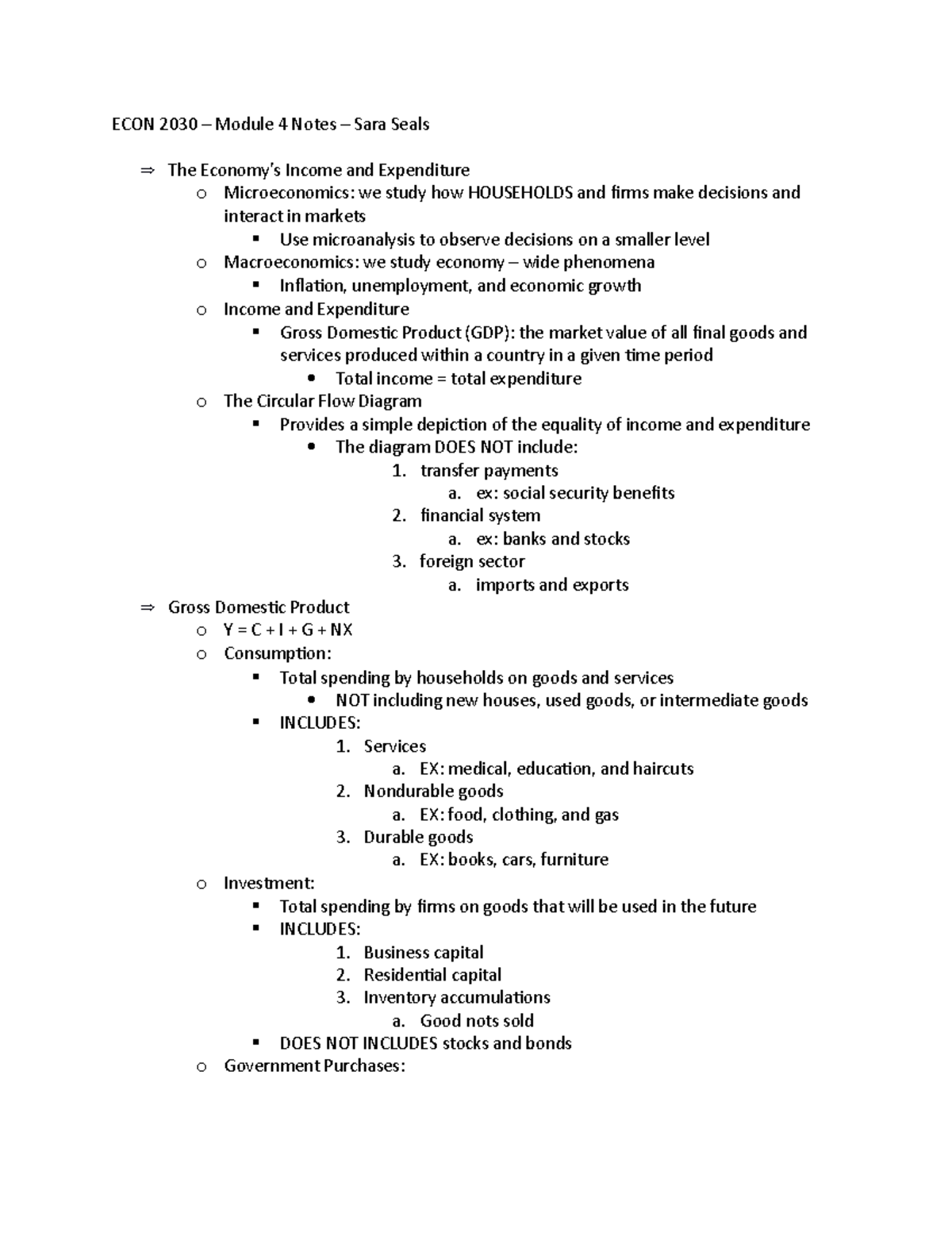 ECON 2030 Module 4: Income & Expenditure Insights and GDP Analysis ...