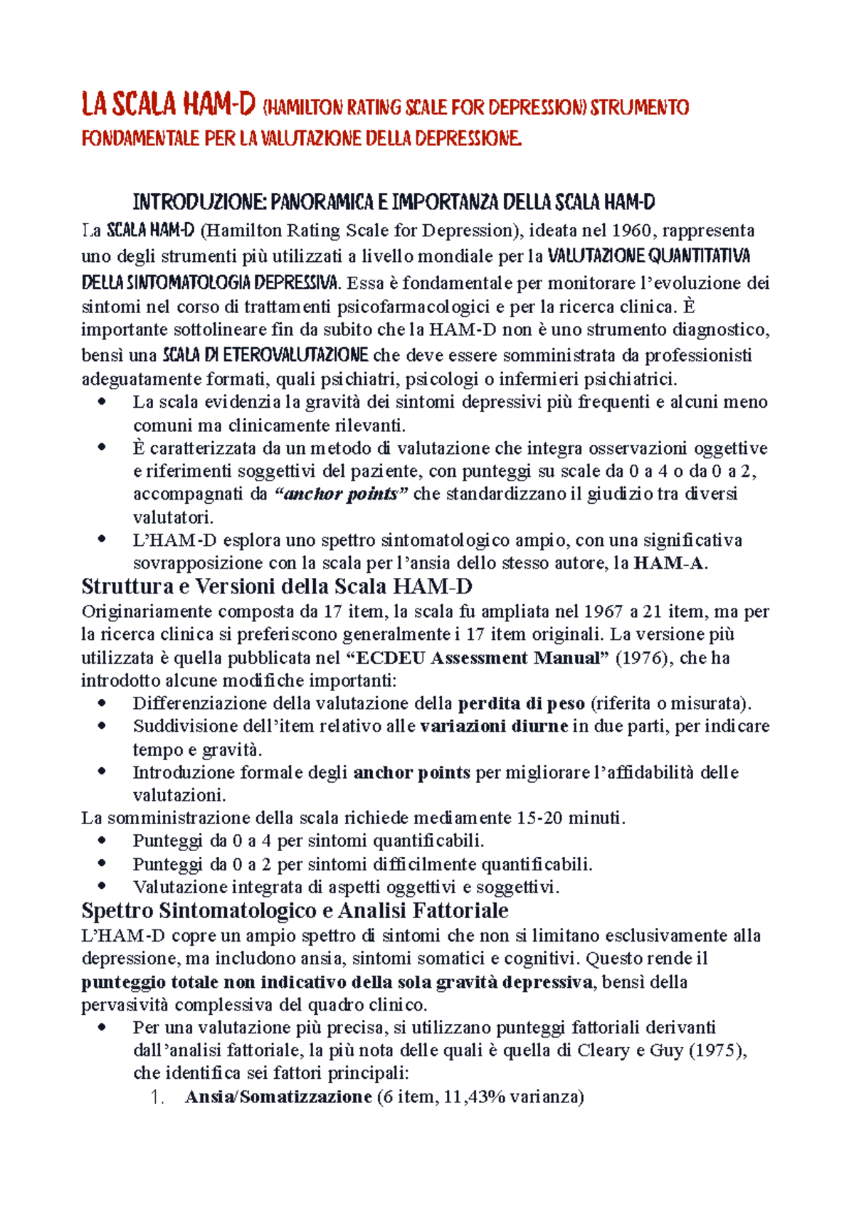 Scala HAM-D: Importanza e Utilizzo della Hamilton Rating Scale for ...