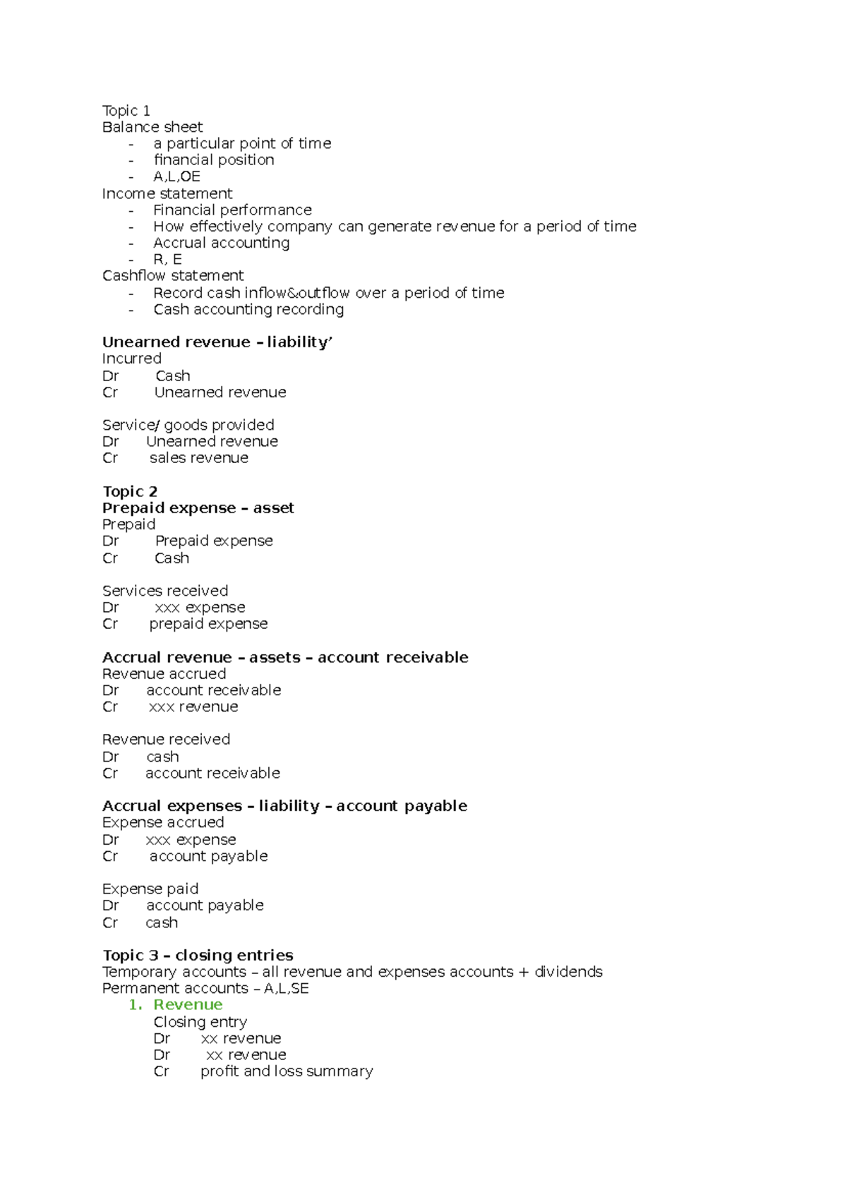ACCT2511 Comprehensive Notes on Balance Sheet & Income Statement - Studocu