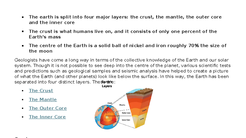 Crust and Lithospheric Plates Overview: Earth’s Four Layers - Studocu