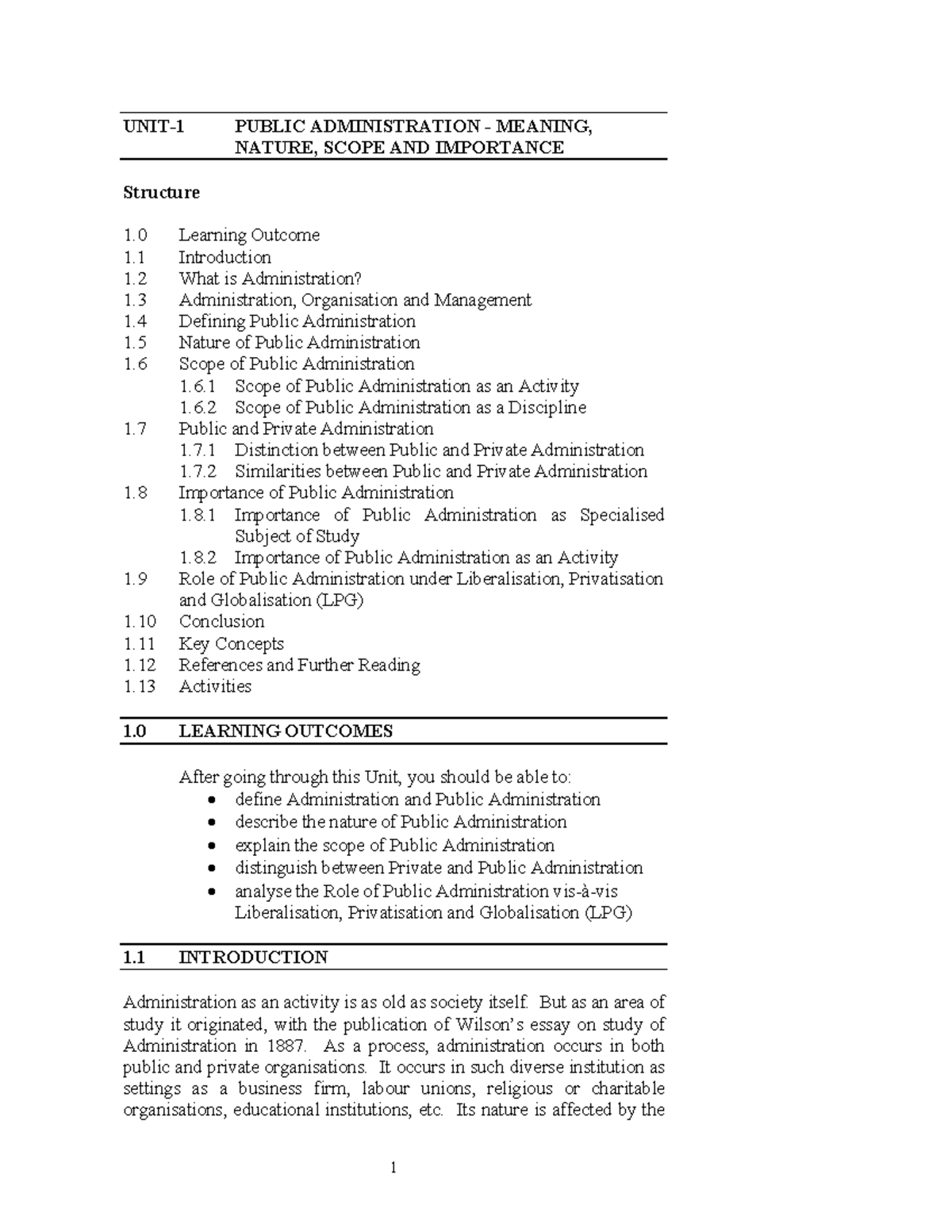 Unit-1: Public Administration - Meaning, Nature, Scope & Importance ...