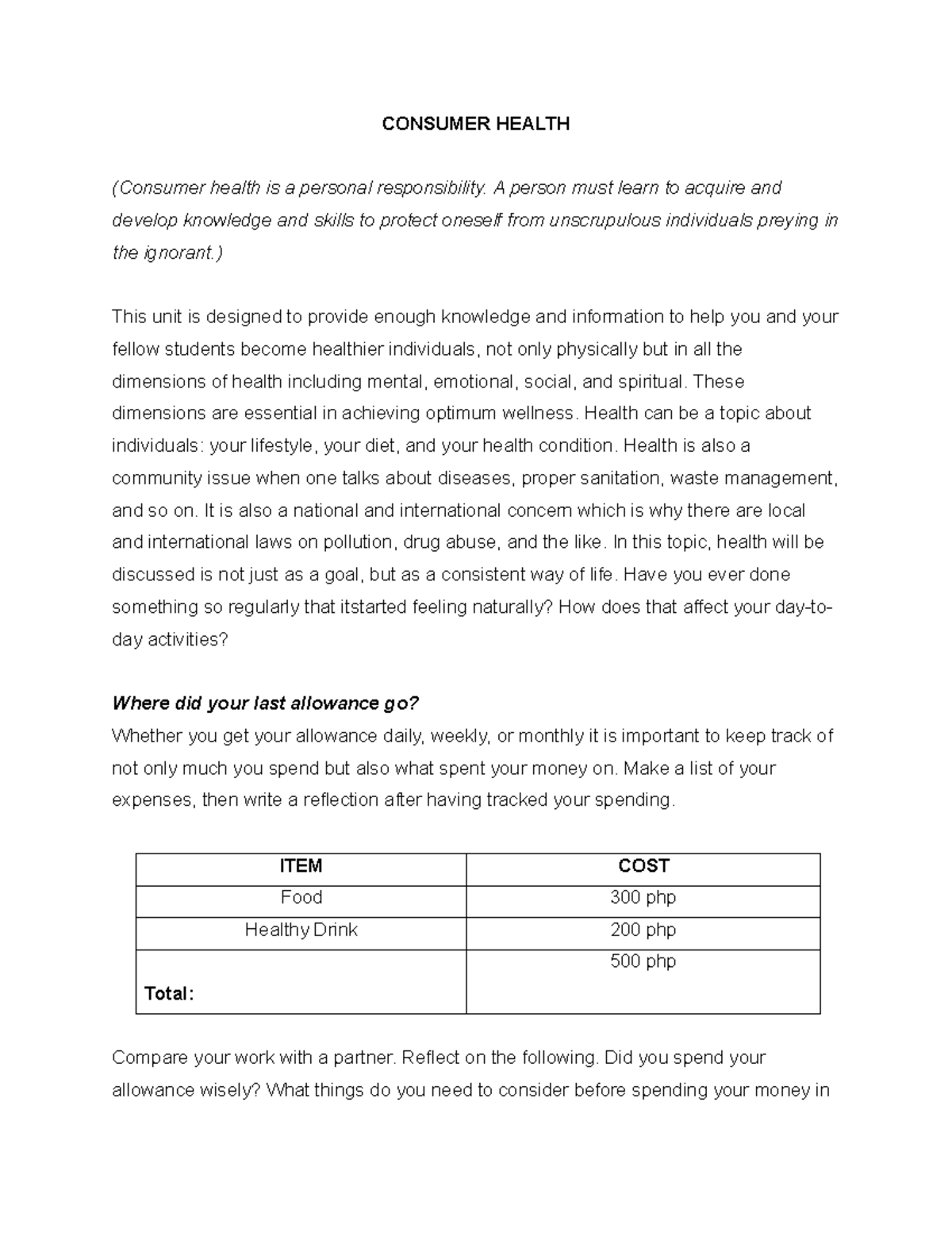 Consumer Health Guide: Understanding Health Products & Services - Studocu