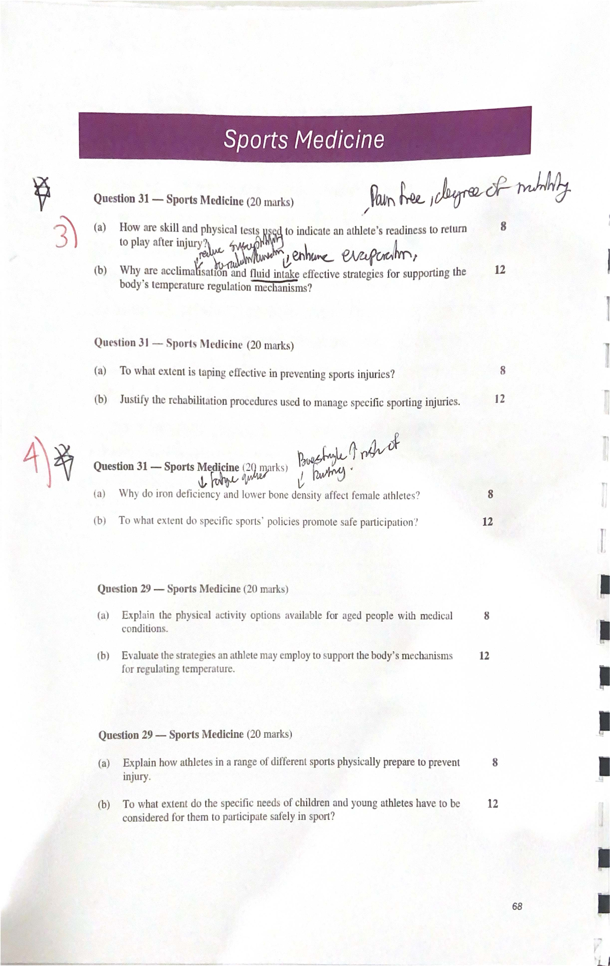 Sports Medicine HSC Questions and Answers - Studocu