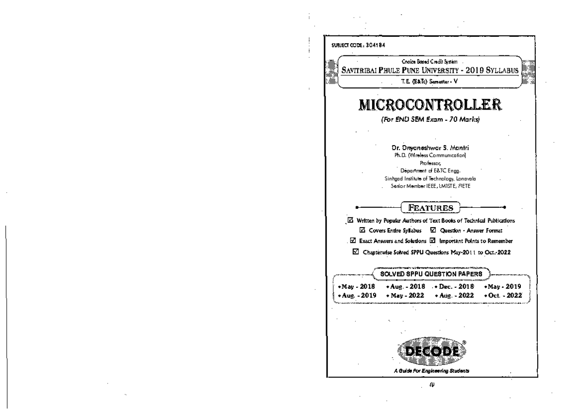 Microcontroller (304184) Syllabus Guide for T.E. Engineering Students - Studocu