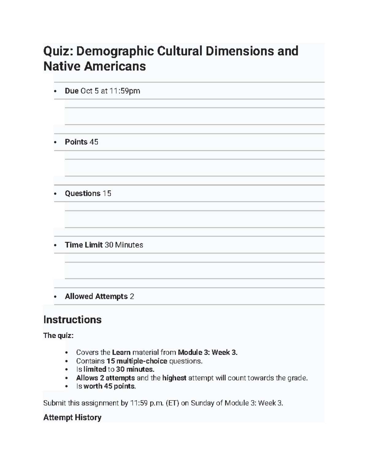 Quiz: Demographic Cultural Dimensions & Native Americans (45 pts) - Studocu