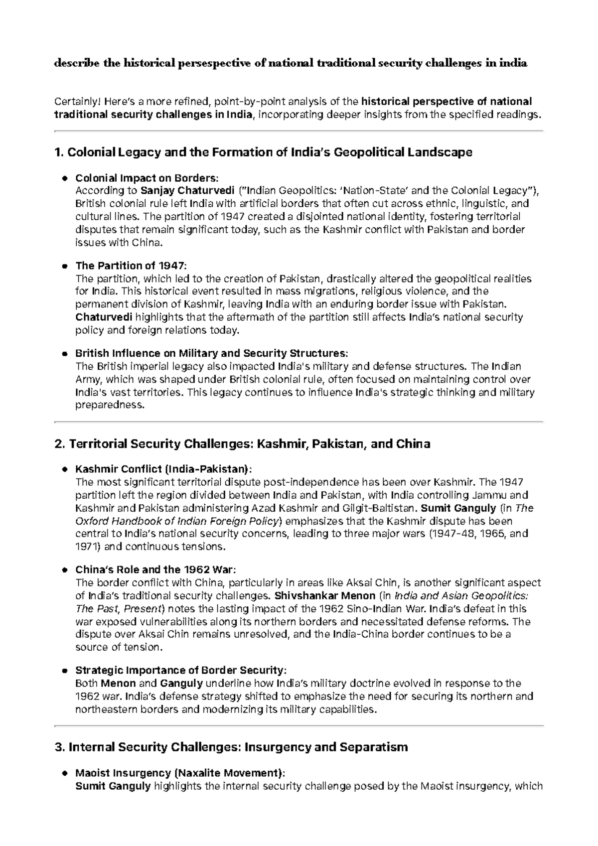 DSE 3 - Historical Perspectives on India's National Security Challenges ...