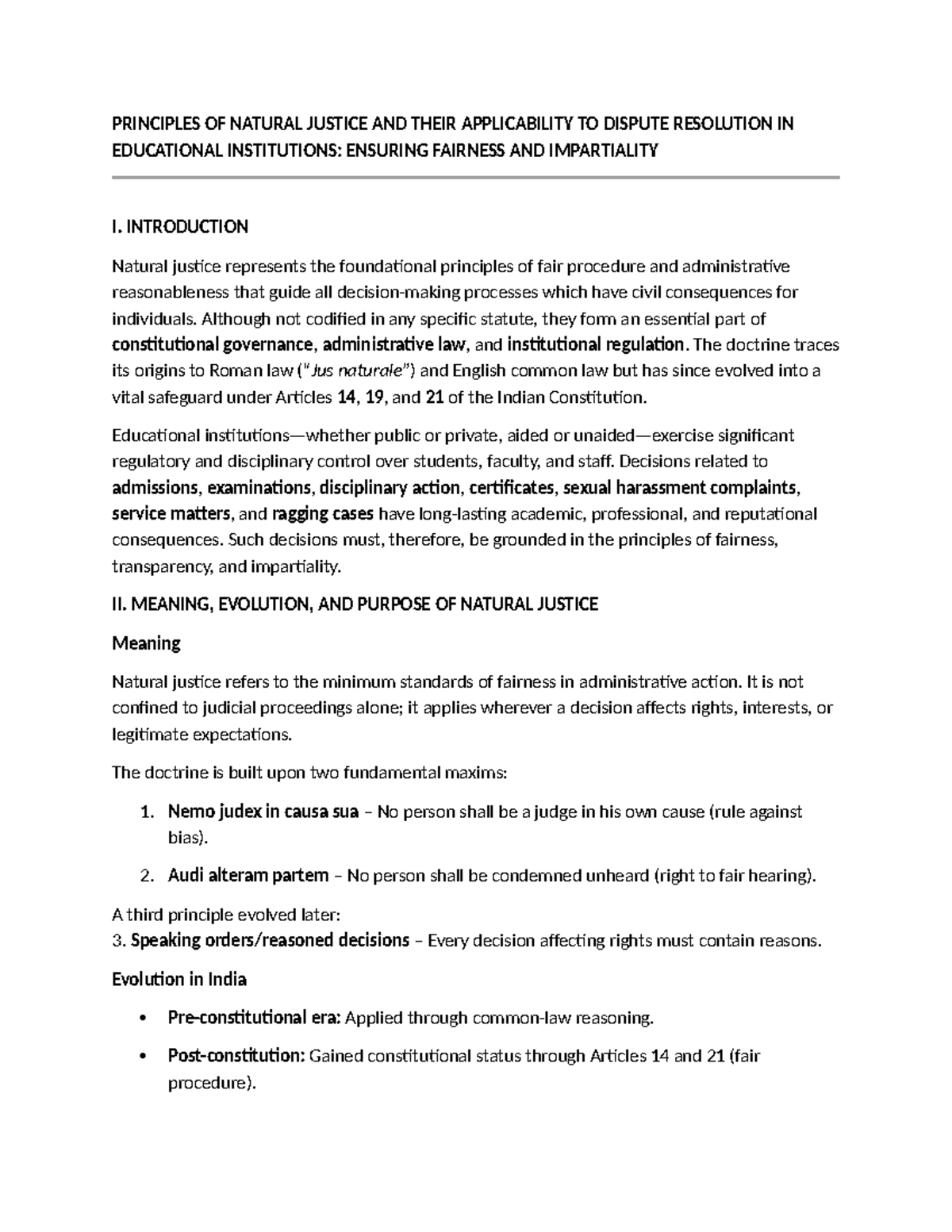 Principles of Natural Justice in Educational Dispute Resolution ...