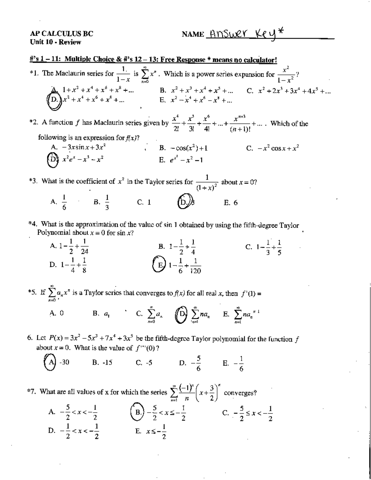 Unit 10 Review: Answer Key and Explanations for Students - Studocu