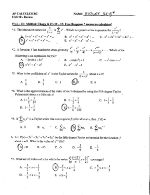 Unit 10 Review: Answer Key and Explanations for Students - Studocu