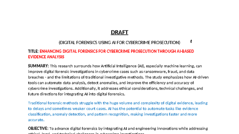 Enhancing Digital Forensics in Cybercrime Prosecution (RMCT) - Studocu
