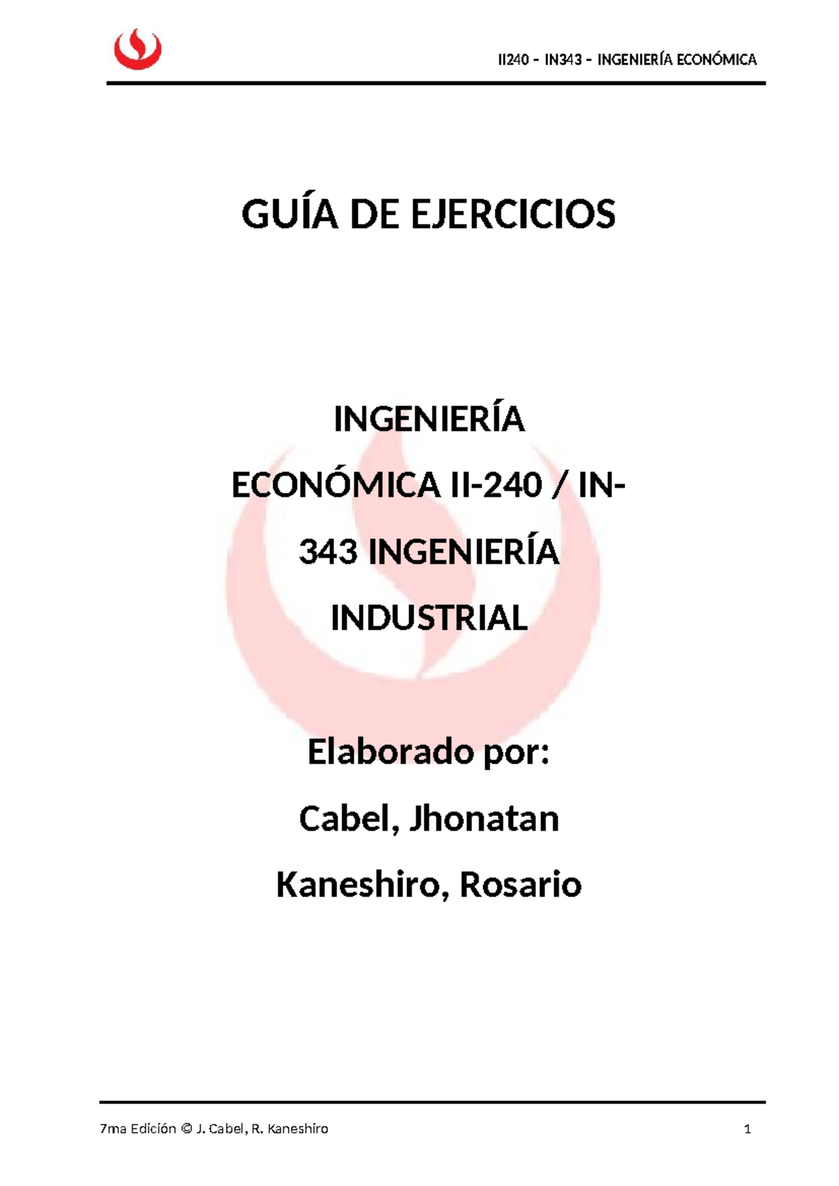 II240 IN343 INGENIERÍA ECONÓMICA: GUÍA DE EJERCICIOS 2021-2 - Studocu