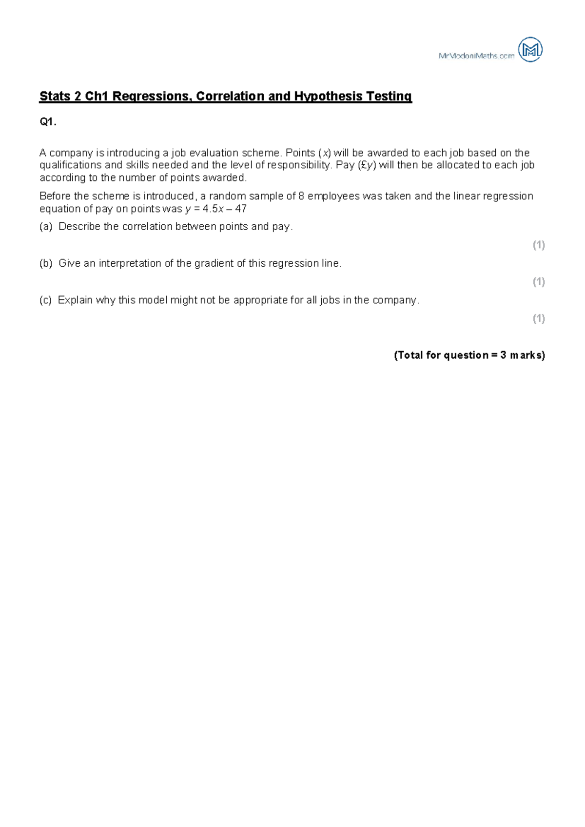 Stats 2 Ch1 - Regression, Correlation & Hypothesis Testing Notes - Studocu