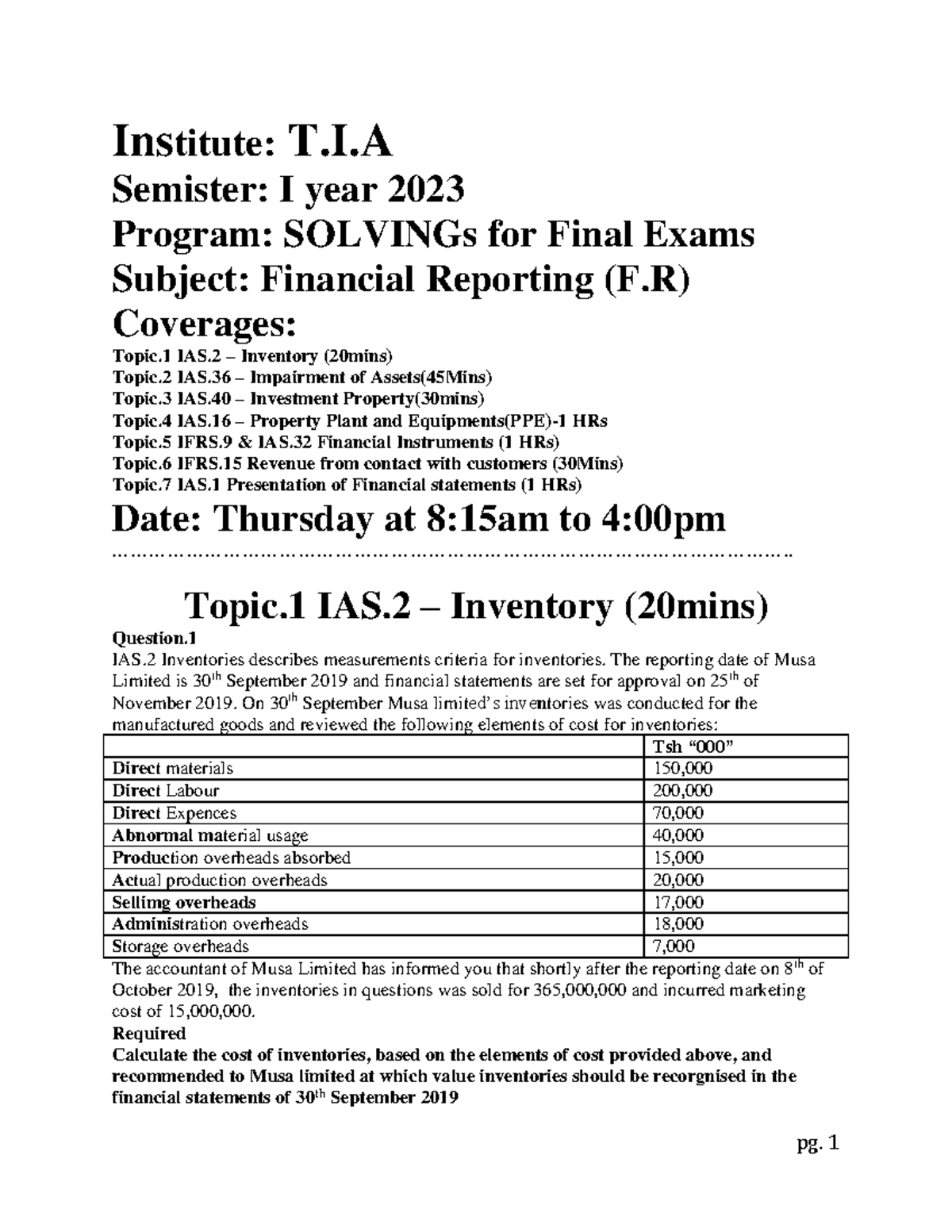F.R 2023 Final Exam Prep: Key Topics & Solutions - Studocu