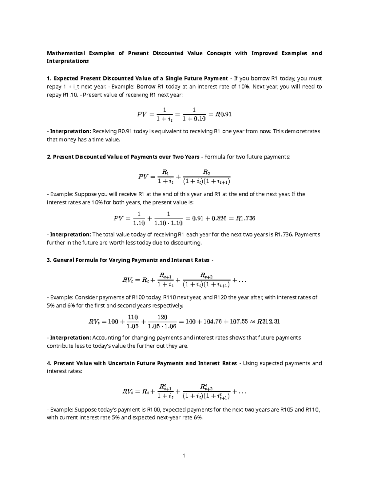 Chapter 14: Present Discounted Value Examples (Math 101) - Studocu