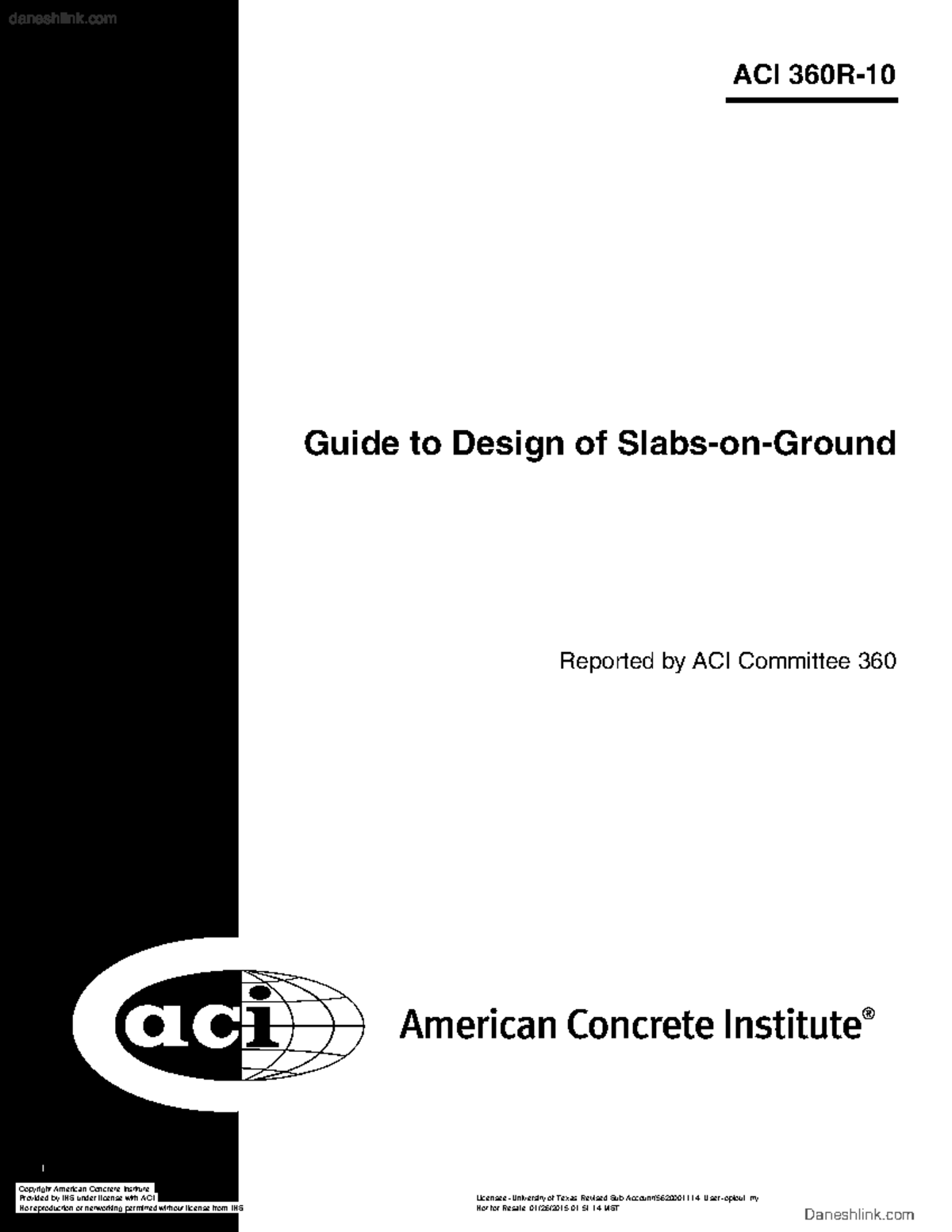 ACI 360R-10 Guide to Design of Slabs on Ground - Studocu