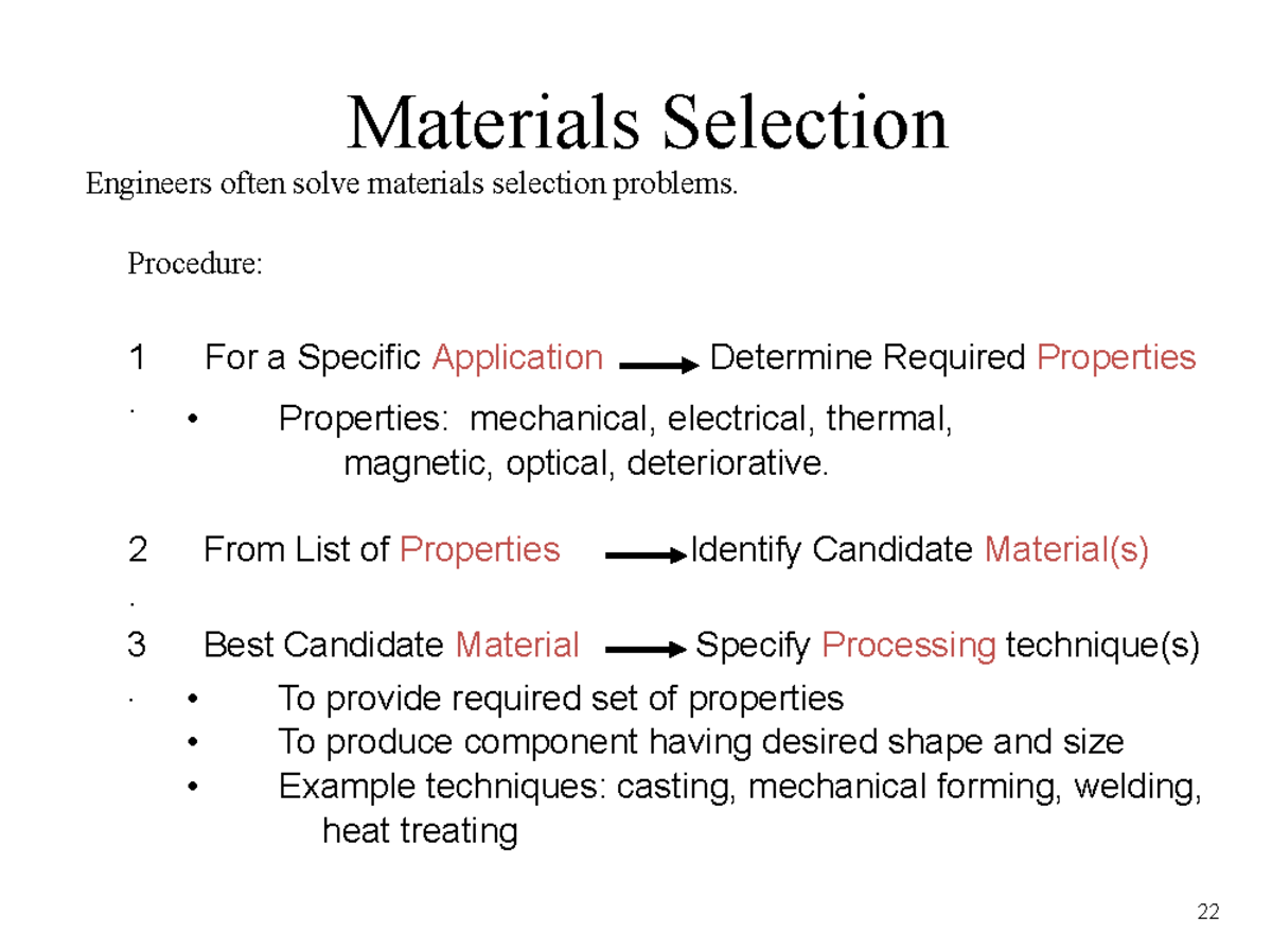 SEE 222 - Materials Selection and Properties Overview Notes - Studocu