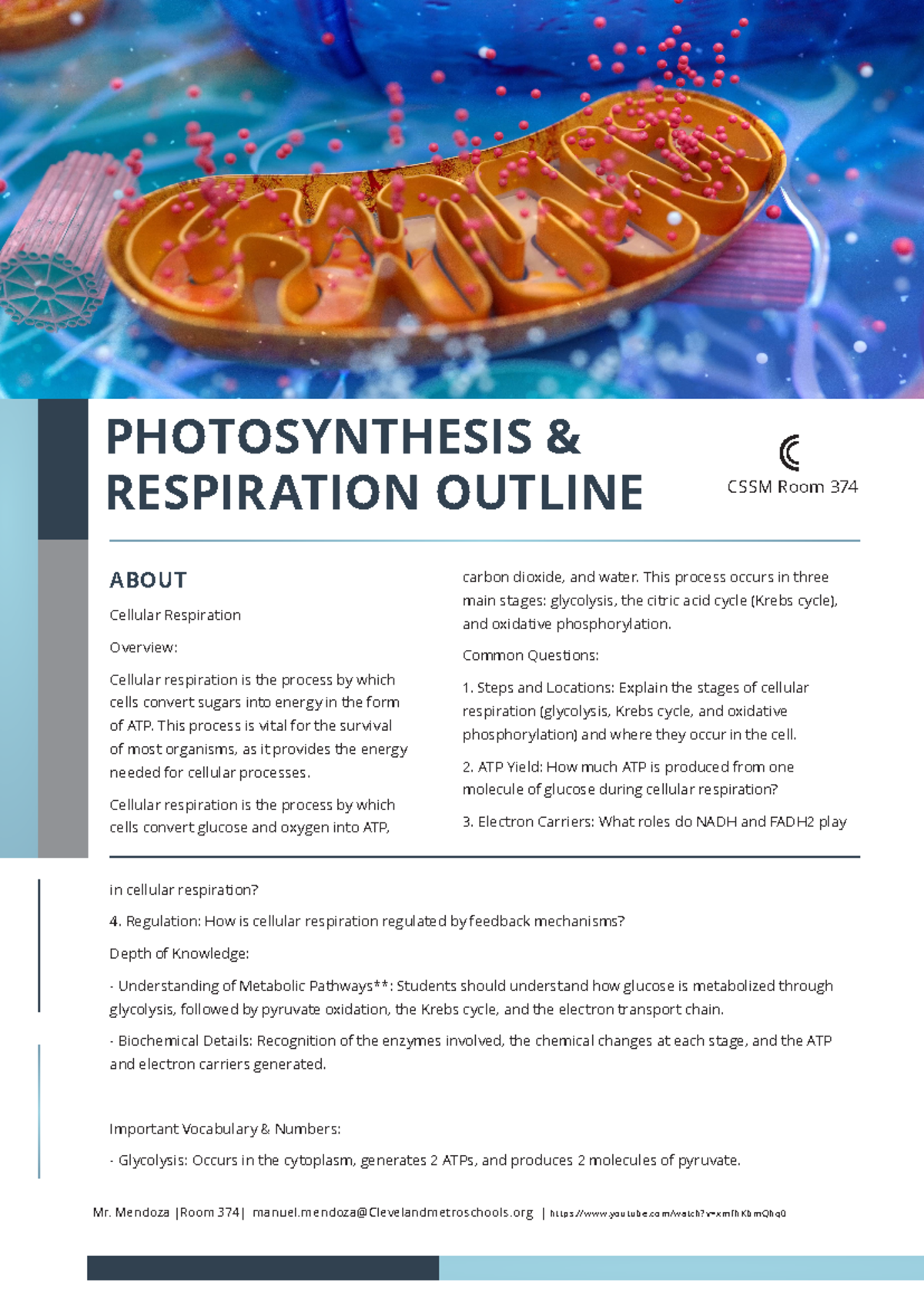 Ap bio cell - textbook - CSSM Room 374 ABOUT Cellular Respiration ...