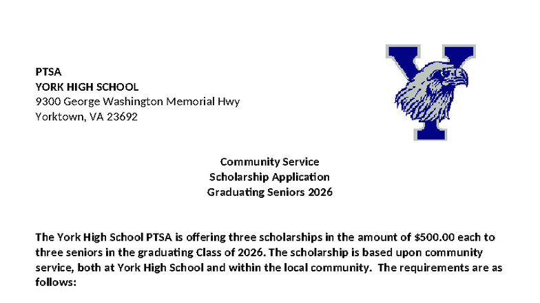 PTSA Community Service Scholarship Application for Seniors 2026 - Studocu