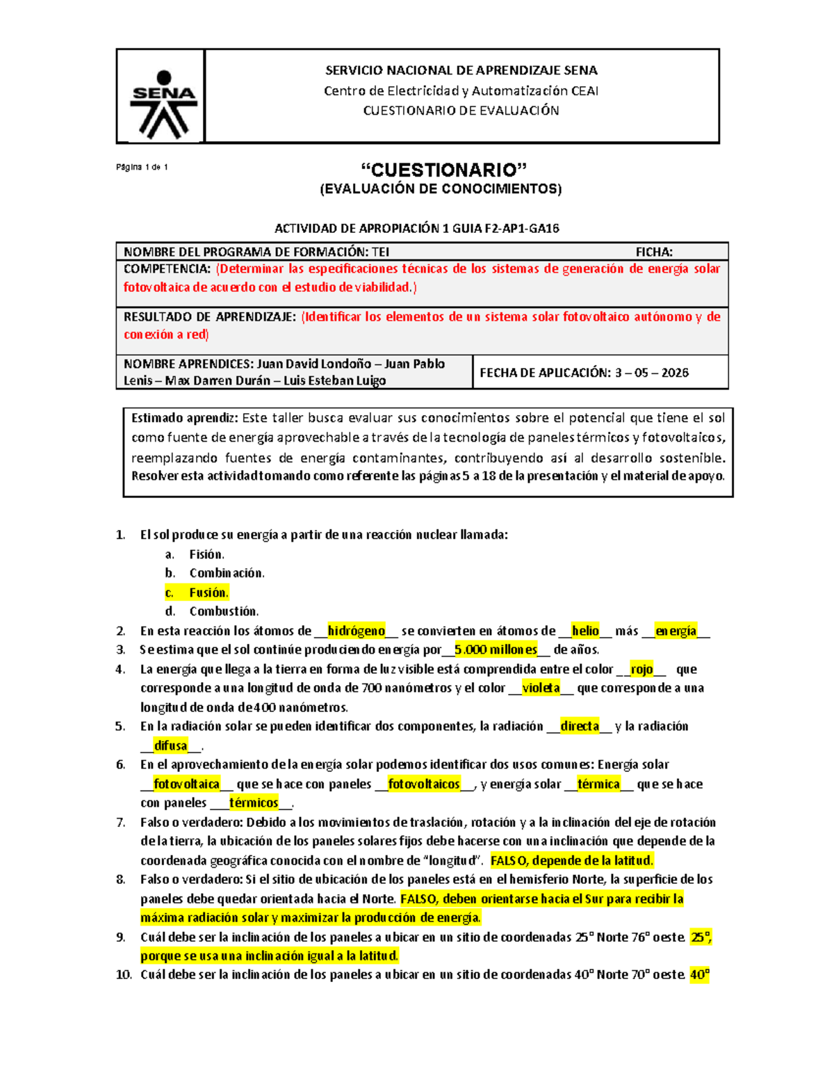 CET-TEI: Cuestionario de Evaluación sobre Energía Solar Fotovoltaica ...