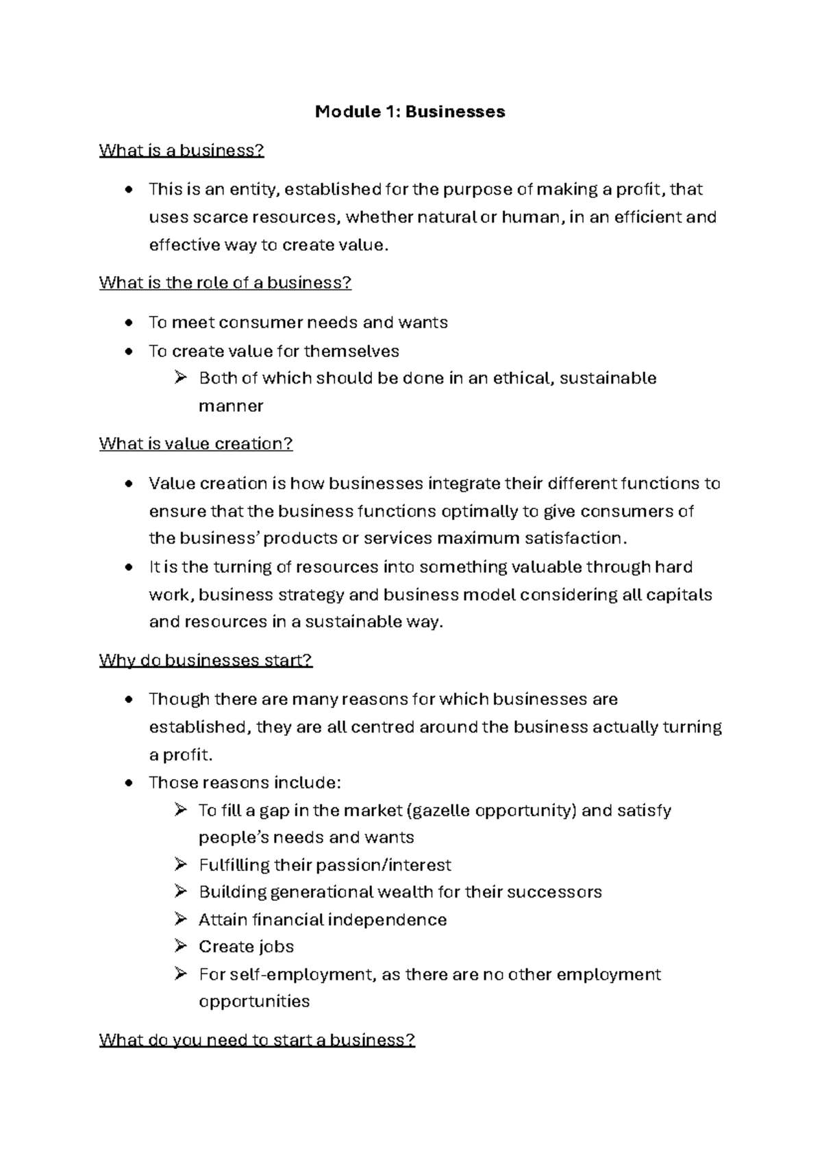 BUS 101: Business Acumen Notes - Module Overview and Key Concepts - Studocu