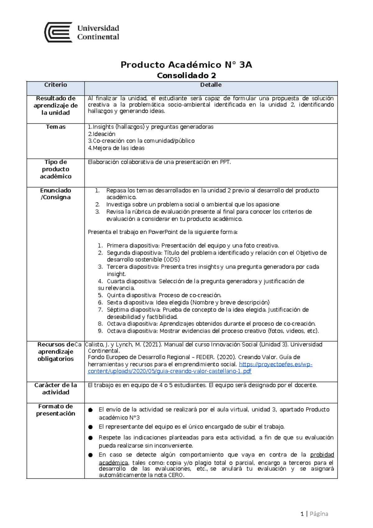 PA03 Innovación Social - Producto Académico Unidad 3 - Studocu
