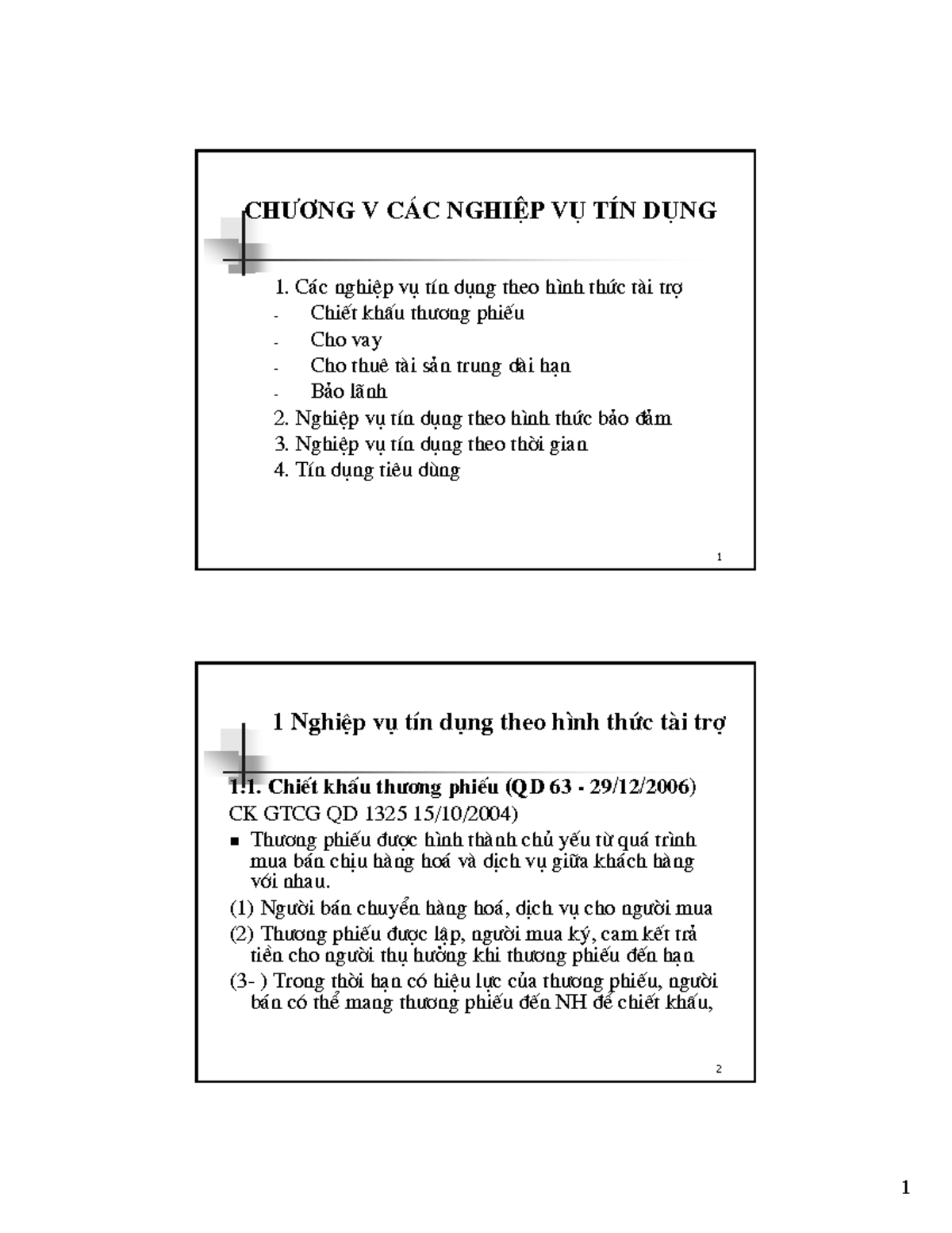 Bai giang NHTM chuong 5revised - 1 Ch−¬ng V C ̧c nghiÖp vô tÝn dông C ̧c nghiÖp vô tÝn dông theo ...